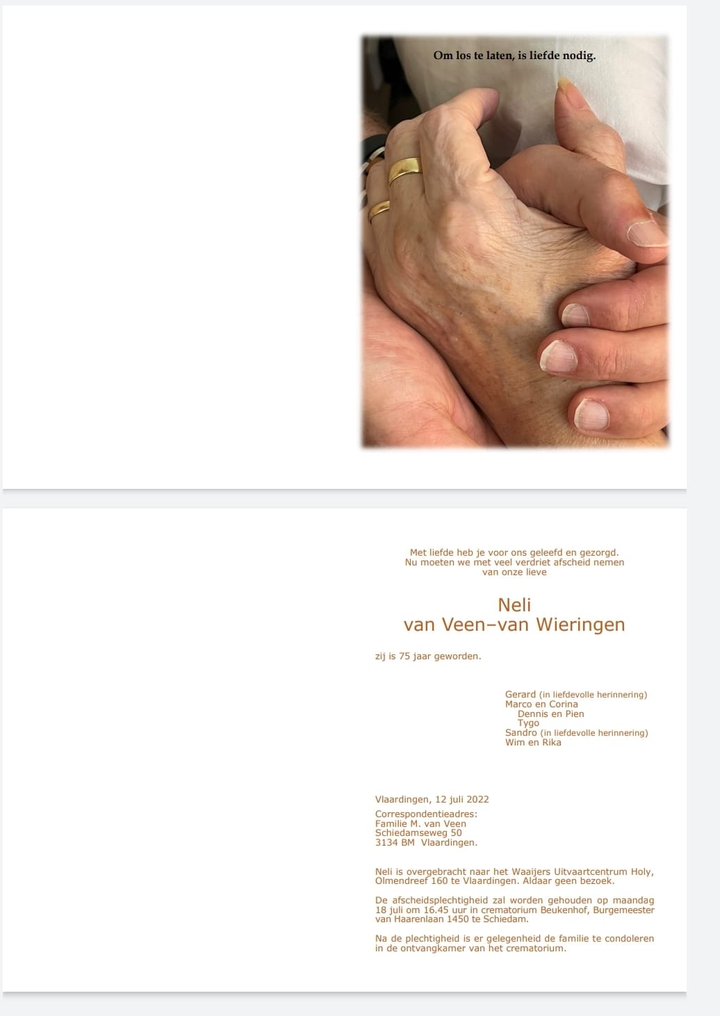 In memoriam Neli van Veen | VFC